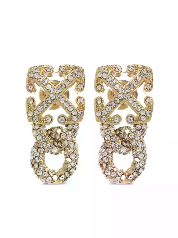 Off-White Arrow Drop Earrings - Gold