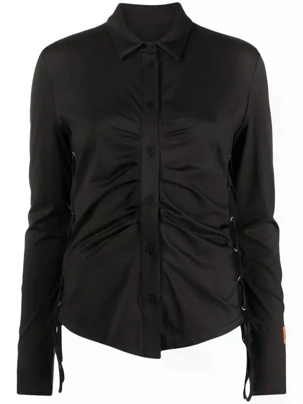 Heron Preston Lace-up Detail Ruched Shirt - Black