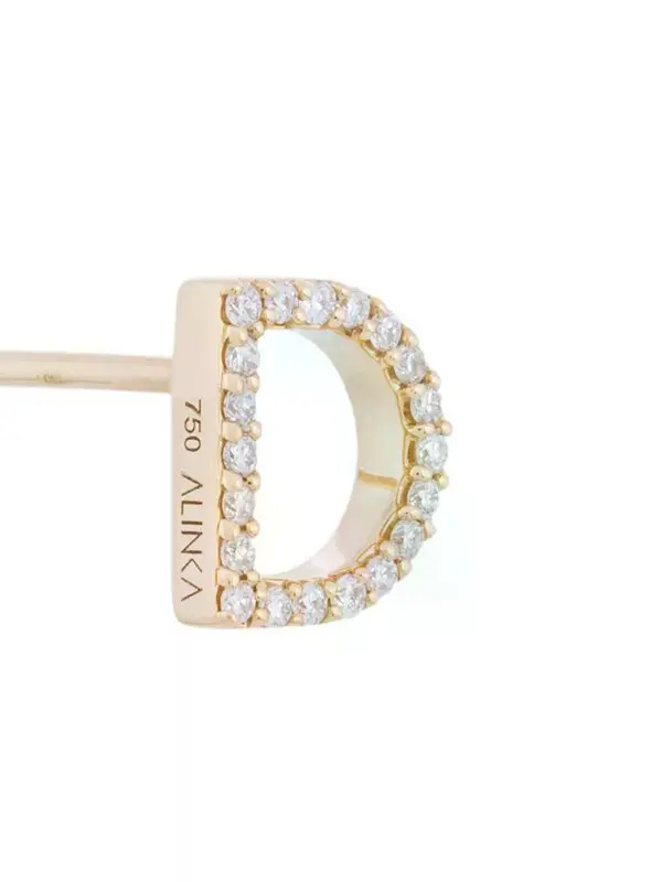 ALINKA 18kt Yellow Gold 'd' Initial Diamond Stud Earring