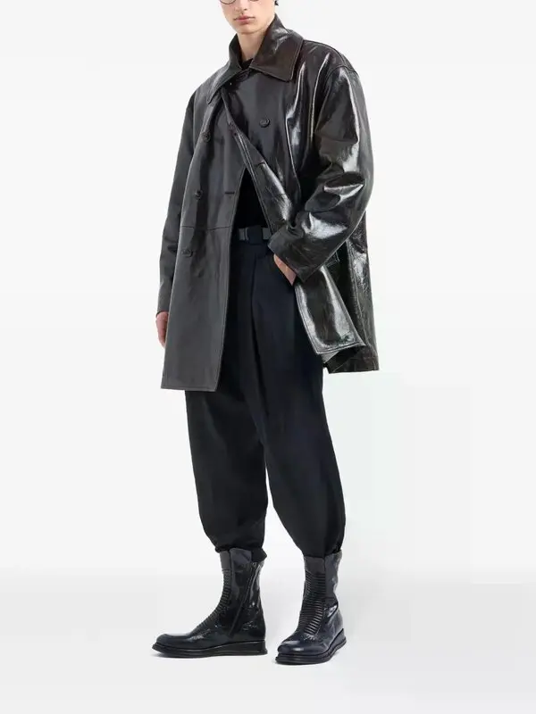 Giorgio Armani Leather Double-breasted Coat