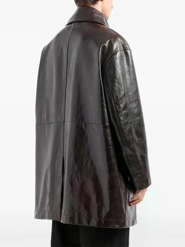 Giorgio Armani Leather Double-breasted Coat
