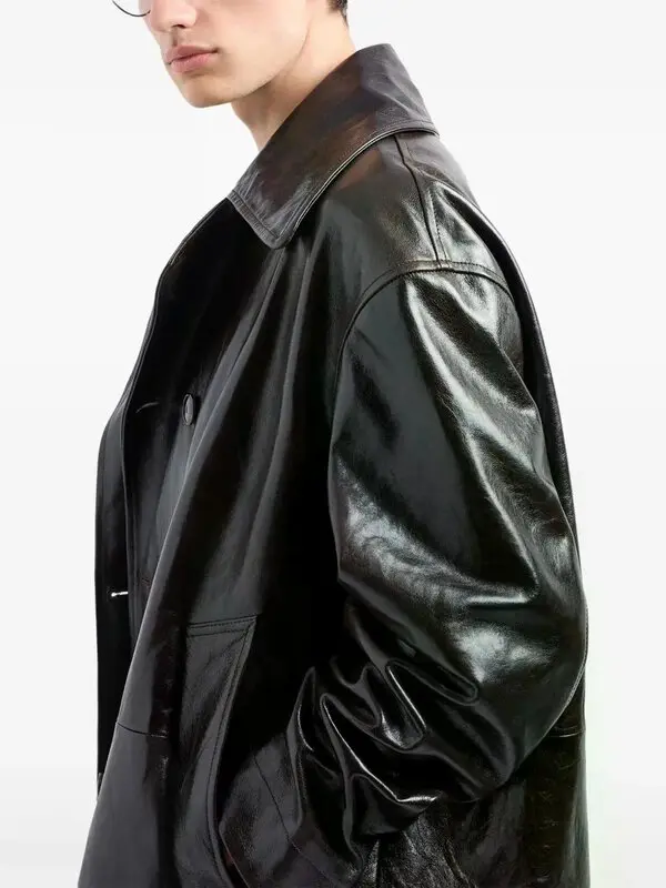 Giorgio Armani Leather Double-breasted Coat
