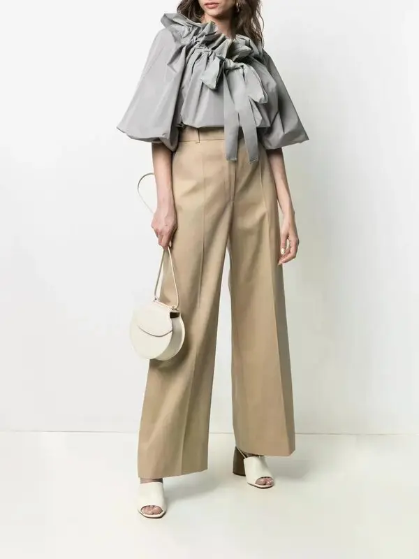 PATOU Camel Brown Cotton Wide-leg Tailored Trousers - Neutrals