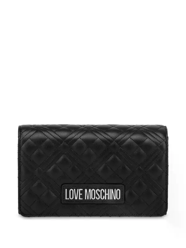 Moschino Logo-lettering Quilted Crossbody Bag - Black