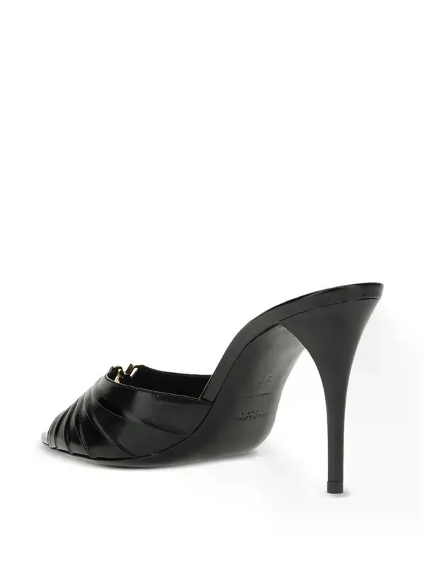 Saint Laurent Babylone Ruched Leather Mules - Black