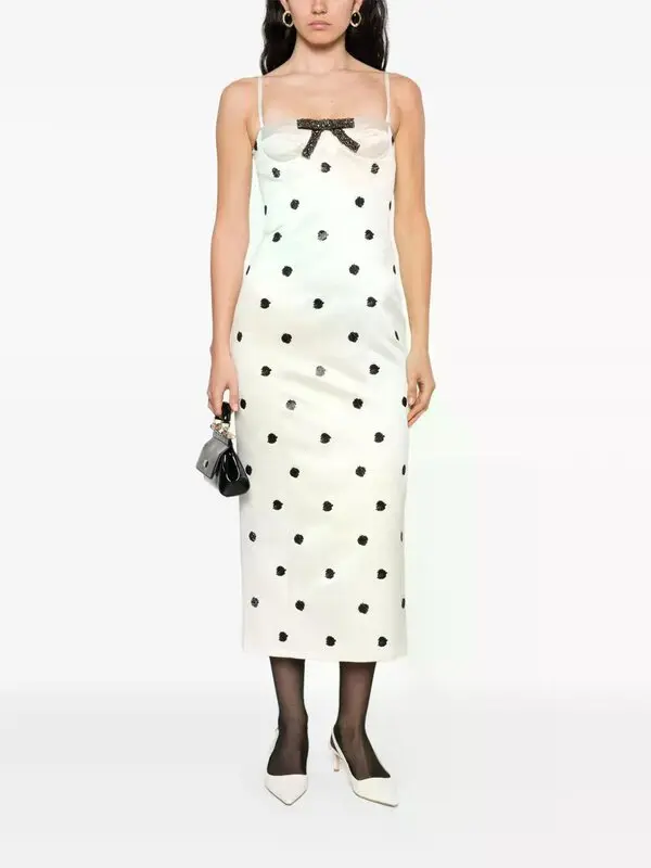 MARKGONG Polka Dot Print Sweetheart Neck Dress