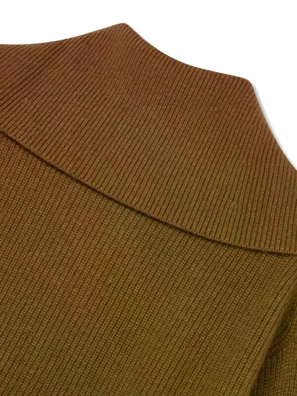 STUDIO TOMBOY Oversized Collar Zip-front Cardigan
