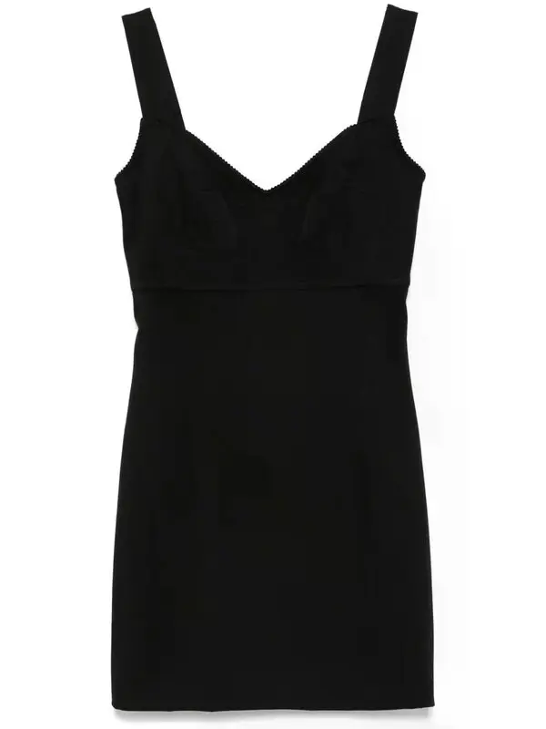 Dolce & Gabbana Virgin Wool Blend Sweetheart Neck Mini Dress