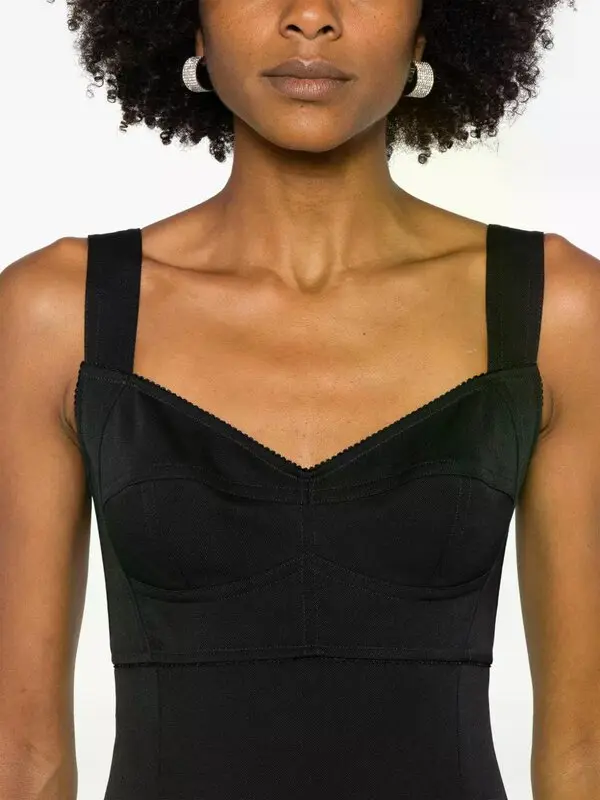 Dolce & Gabbana Virgin Wool Blend Sweetheart Neck Mini Dress