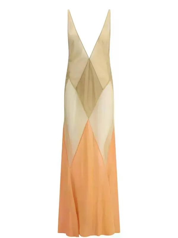 Attico V-neck Maxi Dress - Neutrals