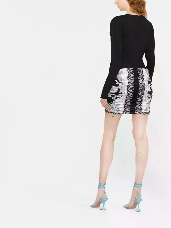Versace Baroque-print Mini Skirt - Black
