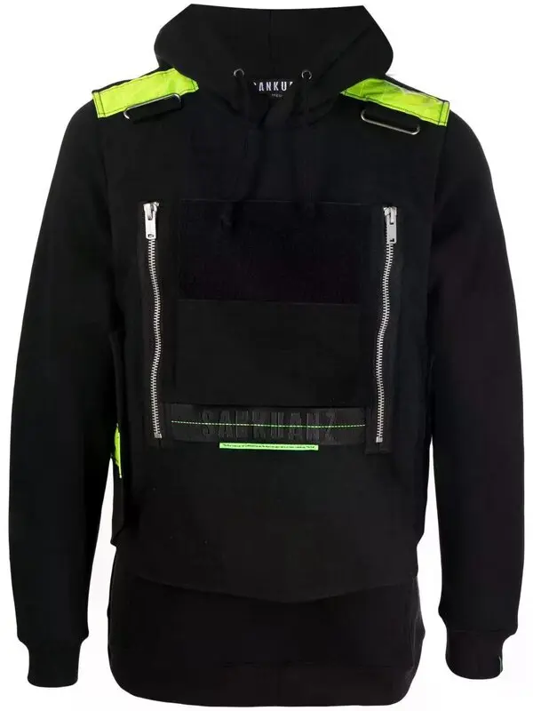 SANKUANZ Layered Reflective Detail Hoodie