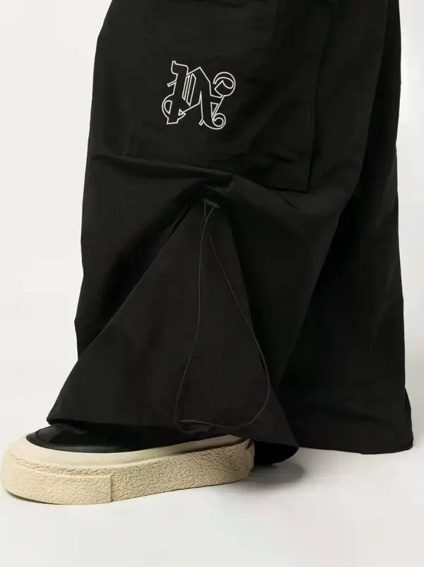 Palm Angels Monogram-embroidered Wide-leg Trousers