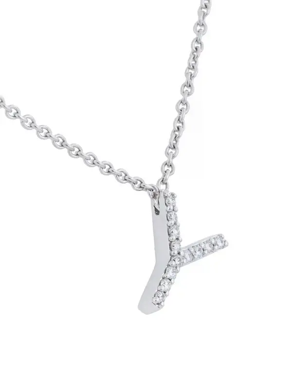 ALINKA 18kt White Gold Diamond Letter Y Pendant Necklace