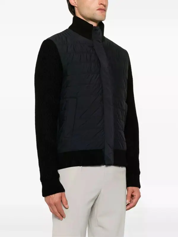Herno Knitted Panels Quilted Bomber Jacket - Black
