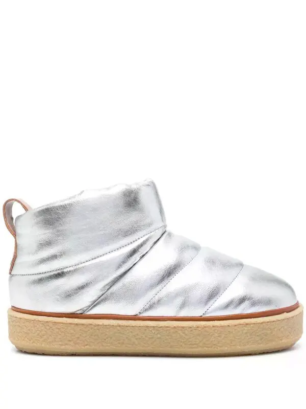 Isabel Marant Étoile Metallic Leather Ankle Boots - Silver