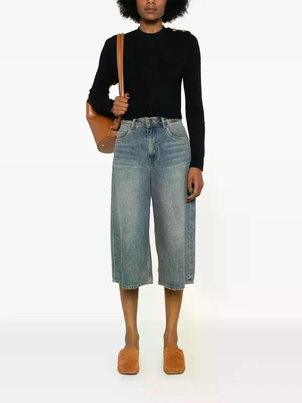 Chloé Cable Knit Cropped Jumper With Gold-tone Buttons