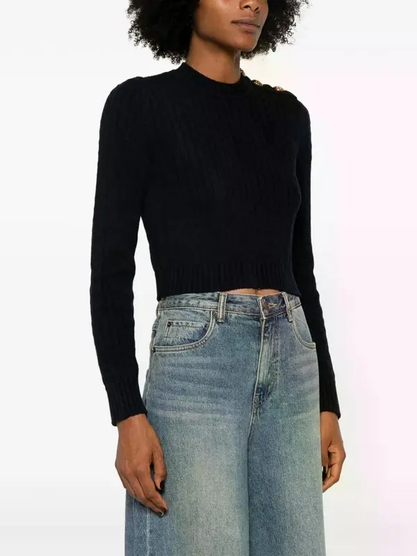 Chloé Cable Knit Cropped Jumper With Gold-tone Buttons