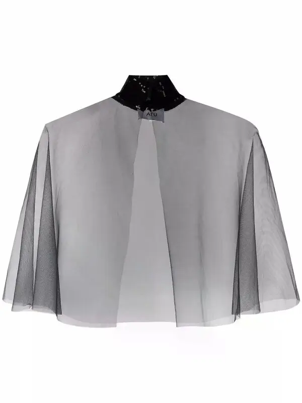 ATU BODY COUTURE Sequin Embellished Sheer Cape Top