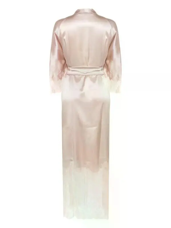 Carine Gilson Lace-trim Silk Long Robe - Pink