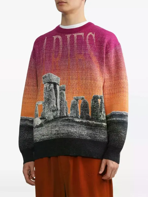 Aries Henget Illustration-print Jumper