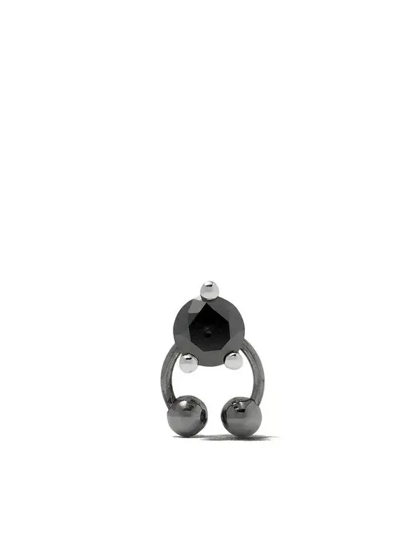 Delfina Delettrez 18kt White Gold Black Diamond Stud Earring - Silver