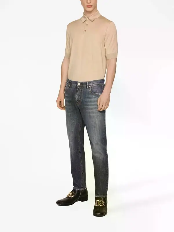 Dolce & Gabbana Short-sleeve Silk Polo Shirt