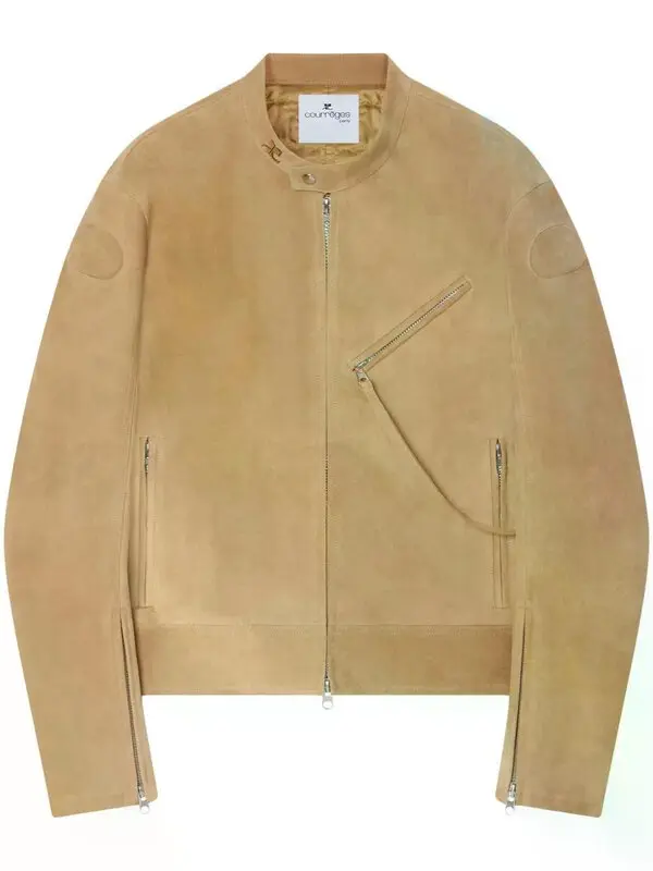 COURREGES Leather Biker Jacket - Brown