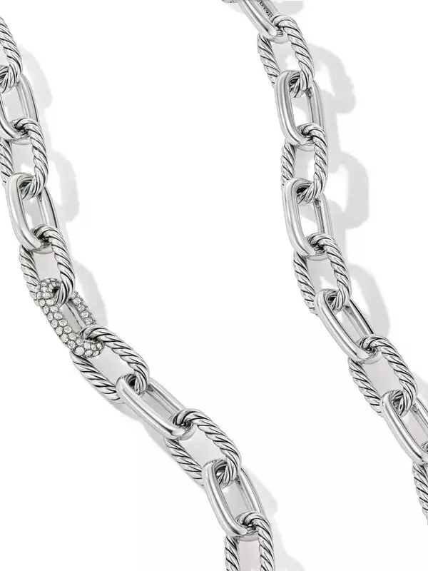 David Yurman Sterling Pavé Diamond Madison Chain Necklace - Silver