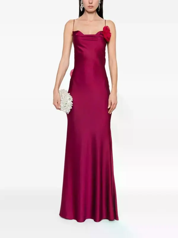 PARLOR Floral-appliqué Maxi Dress