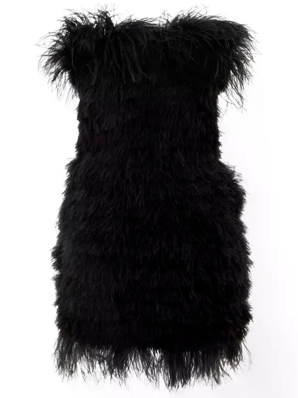 Sportmax Faux-feather Strapless Mini Dress - Black