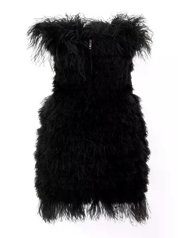 Sportmax Faux-feather Strapless Mini Dress