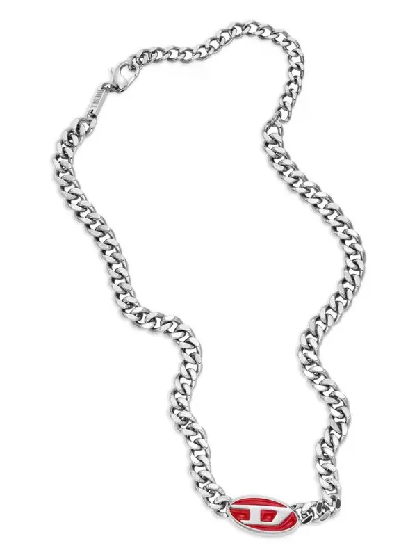 DIESEL® Logo-plaque Chain Necklace - Silver