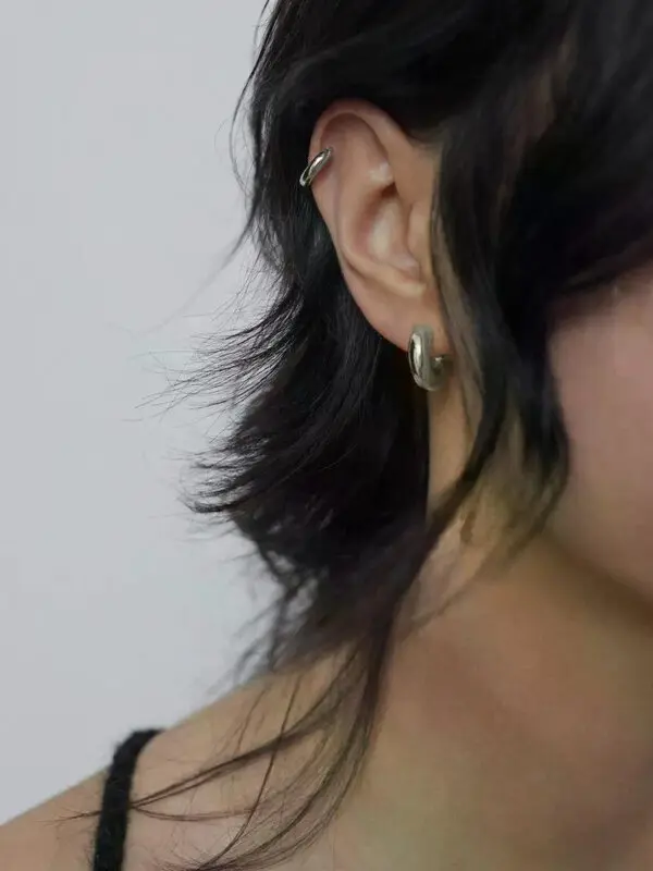 MARIA BLACK Tempelhofer Single Chunky Hoop Earring - Silver