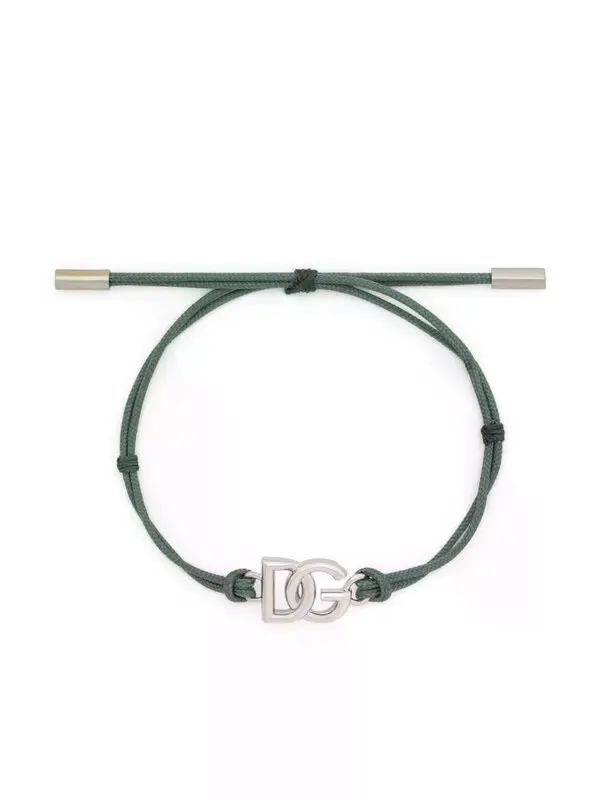Dolce & Gabbana Dg Logo Charm Cord Bracelet - Green