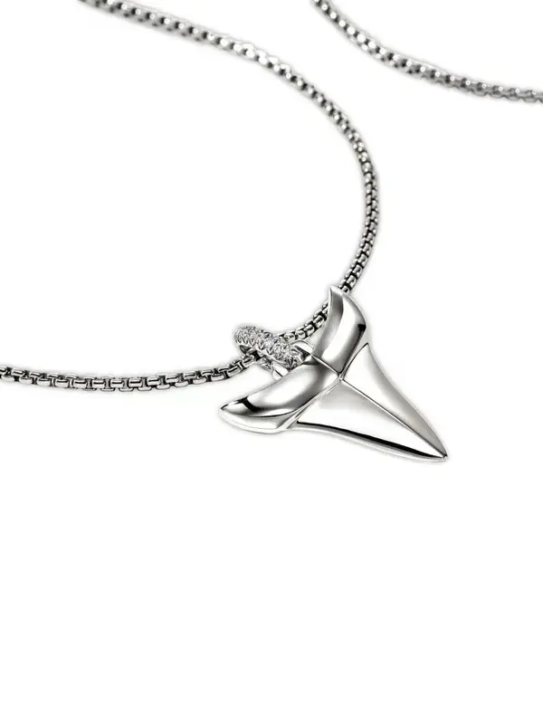 John Hardy Sterling Shark Tooth Talisman Diamond Necklace