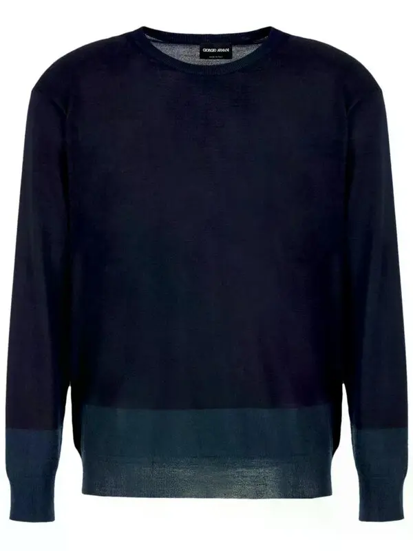 Giorgio Armani Crew Neck Jumper With Horizontal Stripes - Blue