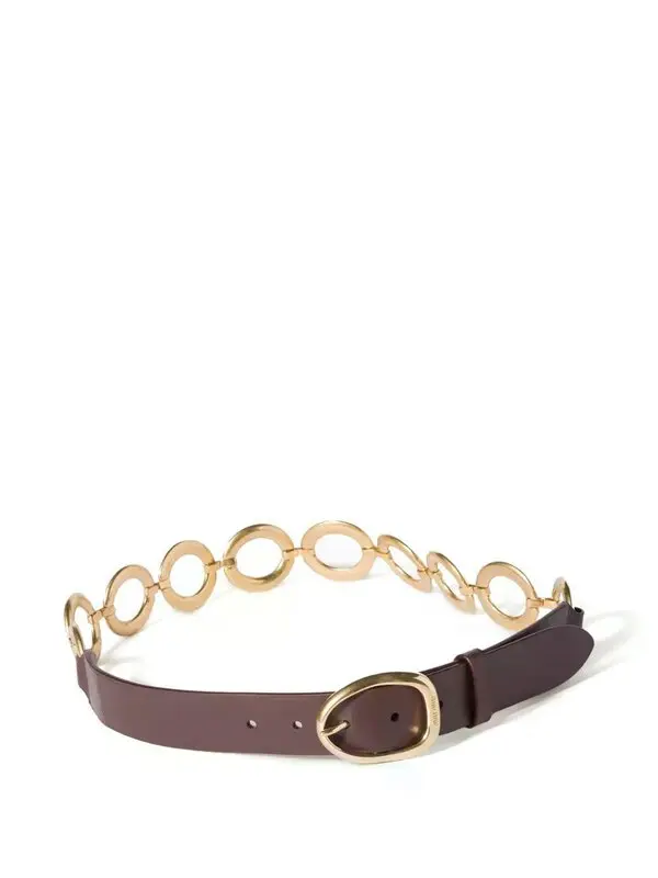 Miu Miu Logo-engraved Chain Link Belt - Brown