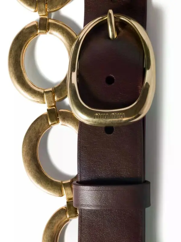 Miu Miu Logo-engraved Chain Link Belt - Brown