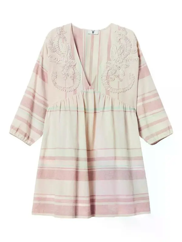 TWINSET Striped Mini Dress With V-neck And Embroidery