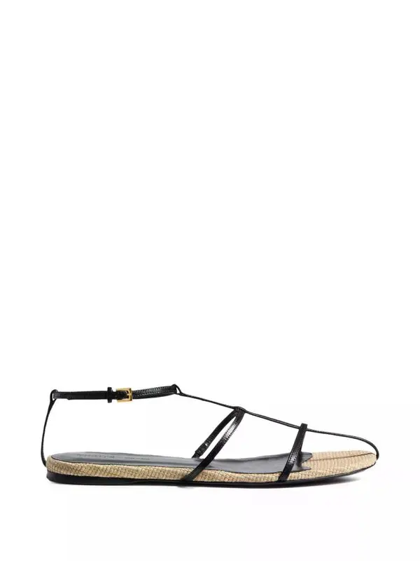 Khaite Cage Flat Sandals - Black