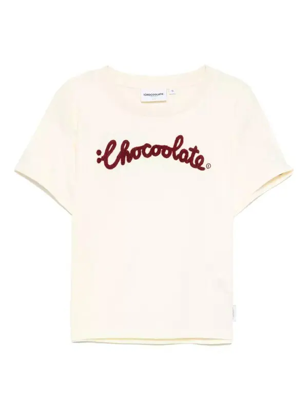 CHOCOOLATE Embroidered Logo T-shirt - Neutrals