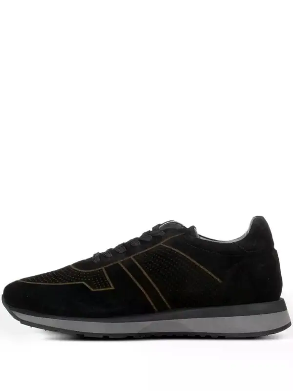 POCHE PARIS Perforated Lace-up Sneakers - Black