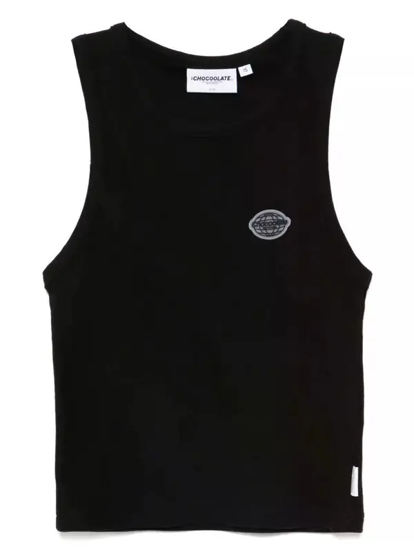 CHOCOOLATE Ribbed Crewneck Tank Top - Black