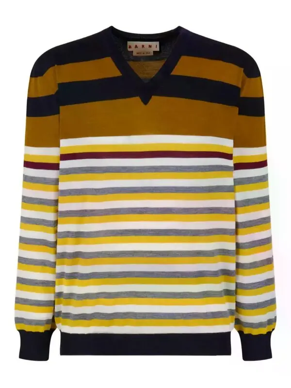 Marni Striped V-neck Sweater - Yellow