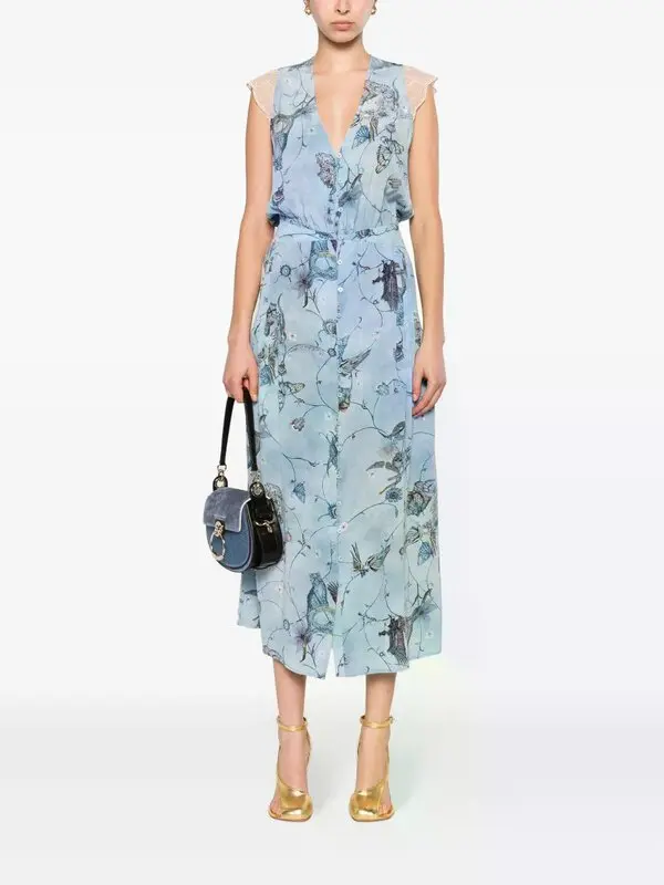 Zadig&Voltaire Rolanys Silk Midi Dress - Blue