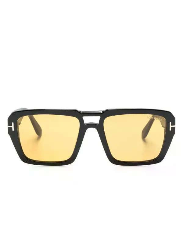 TOM FORD Acetate Pilot Frame Sunglasses - Black