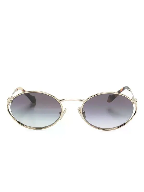Miu Miu Oval Frame Sunglasses - Gold