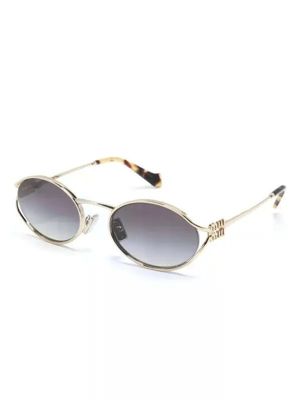 Miu Miu Oval Frame Sunglasses - Gold