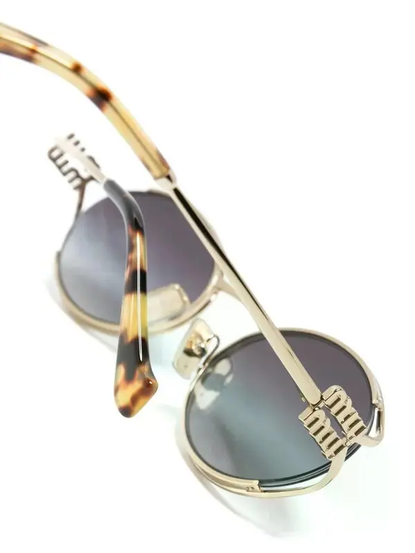 Miu Miu Oval Frame Sunglasses - Gold